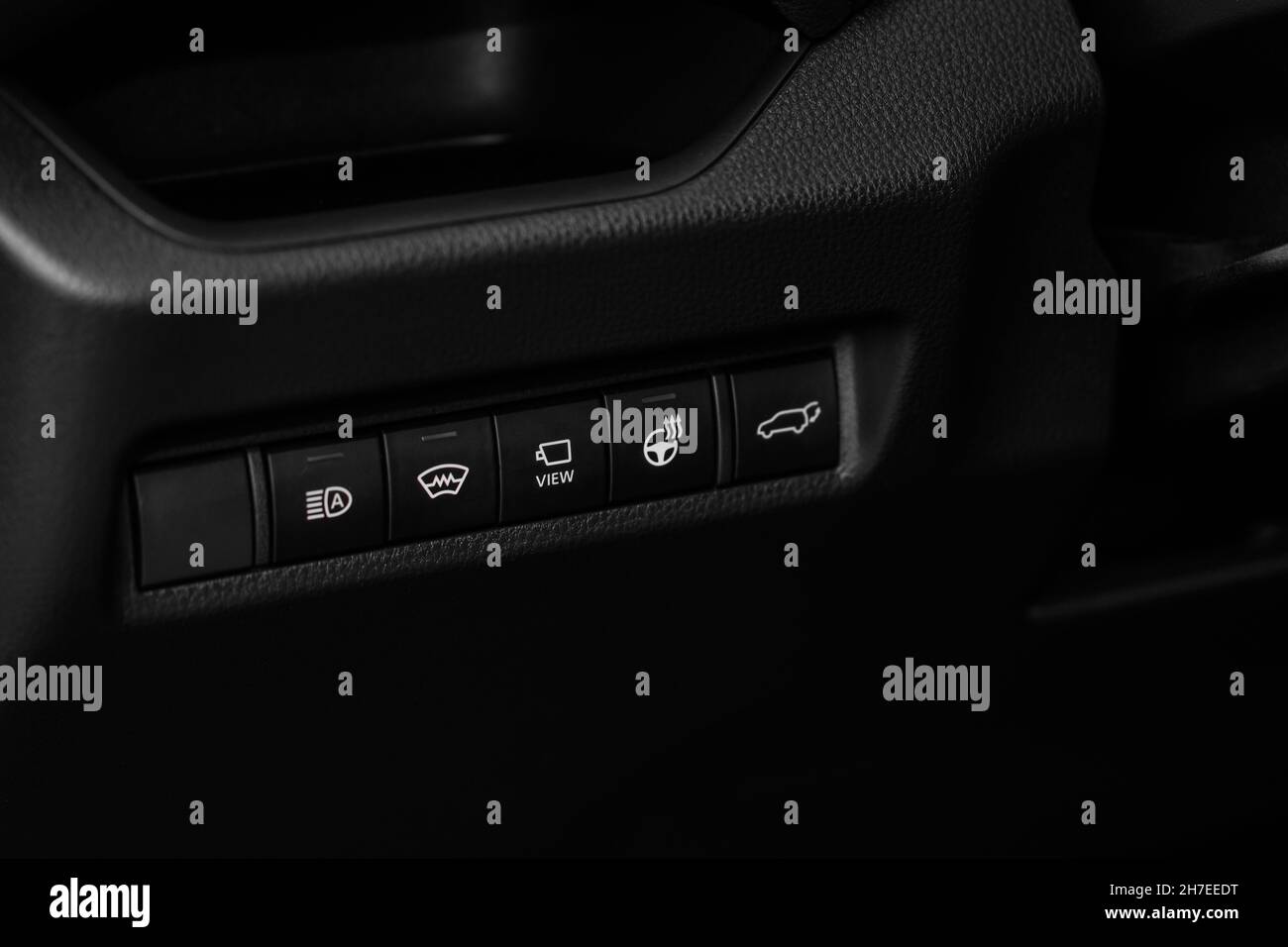 Close up view of modern car electronic safety systems control panel ...