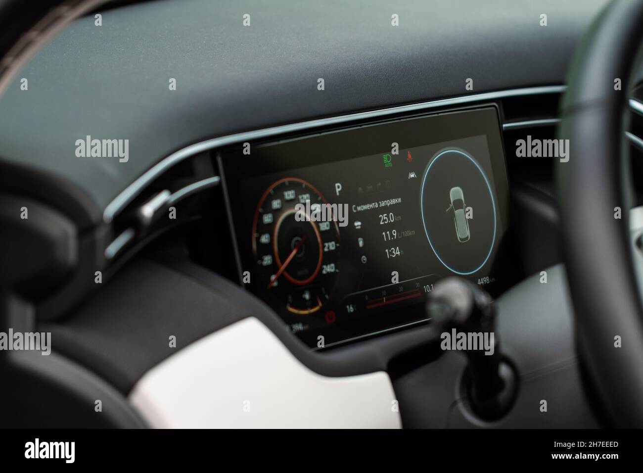 Close up view of a digital speedometer in a car. Digital Kilometer ...