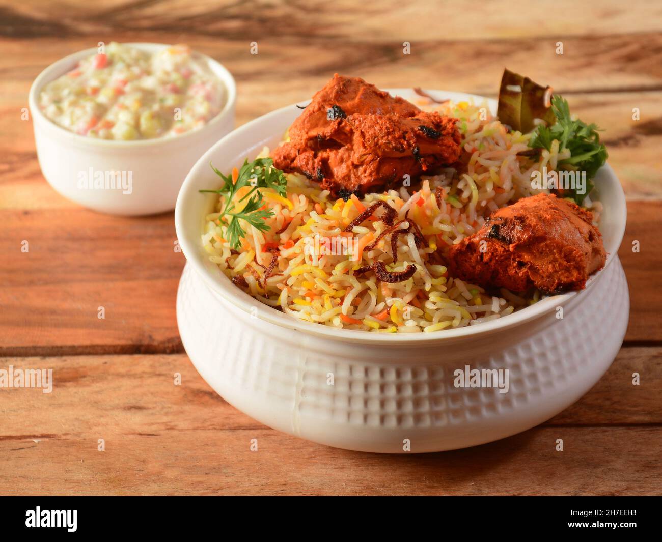 Chicken Tikka Biryani made of Basmati rice cooked with masala spices ...