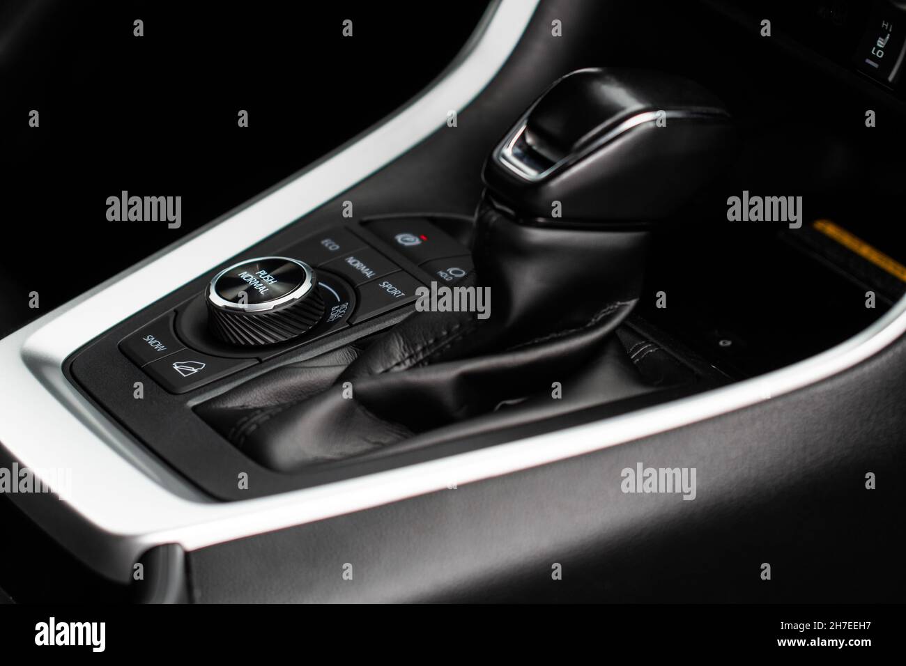 Modern automatic gearbox. Close up of the gearbox transmission handle ...