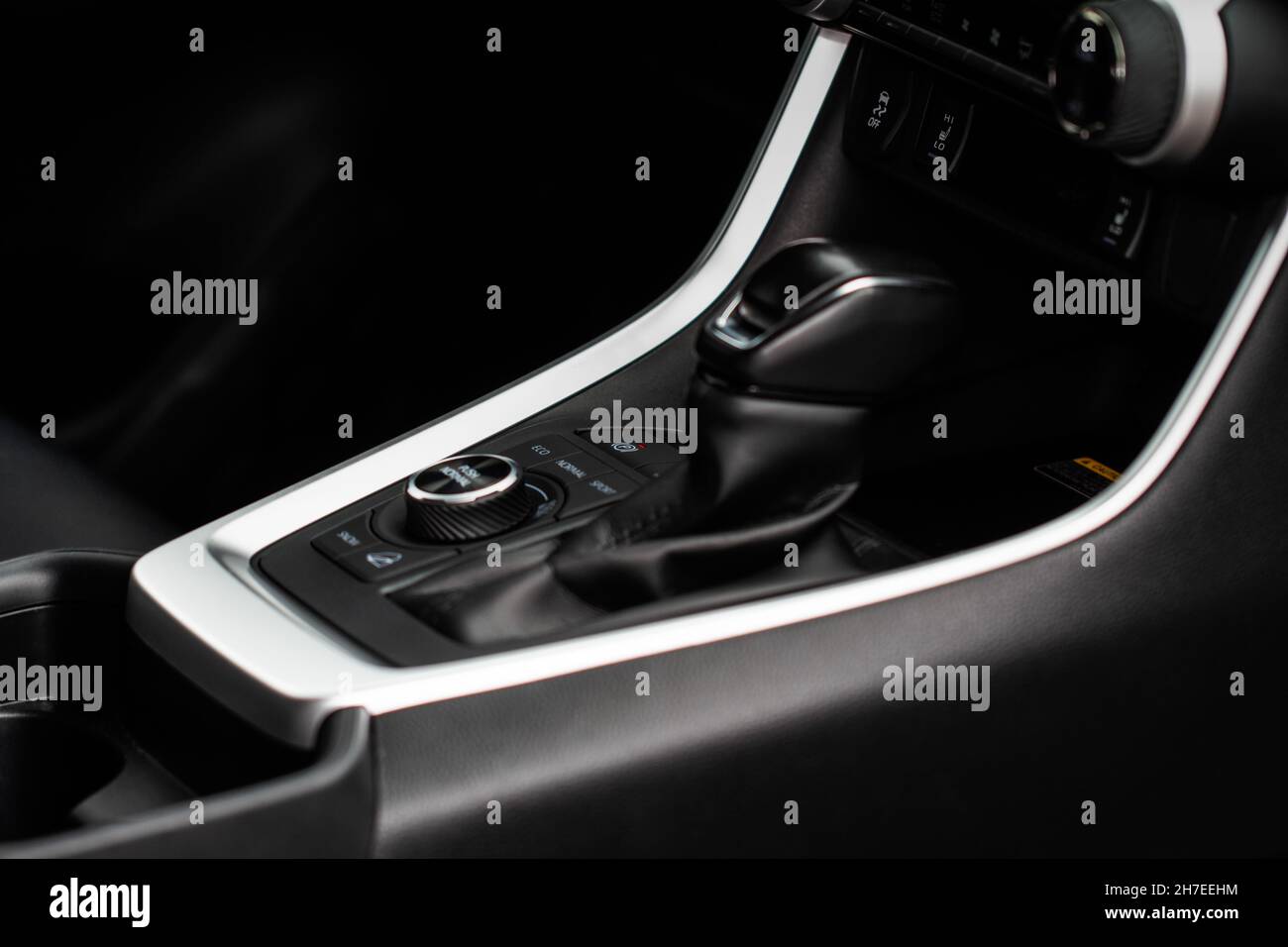 Modern automatic gearbox. Close up of the gearbox transmission handle ...