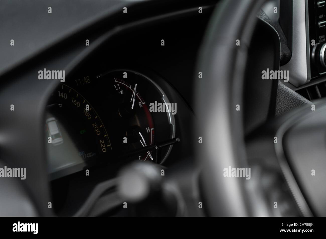 Close up view of a speedometer in a car. Kilometer counter. Car ...