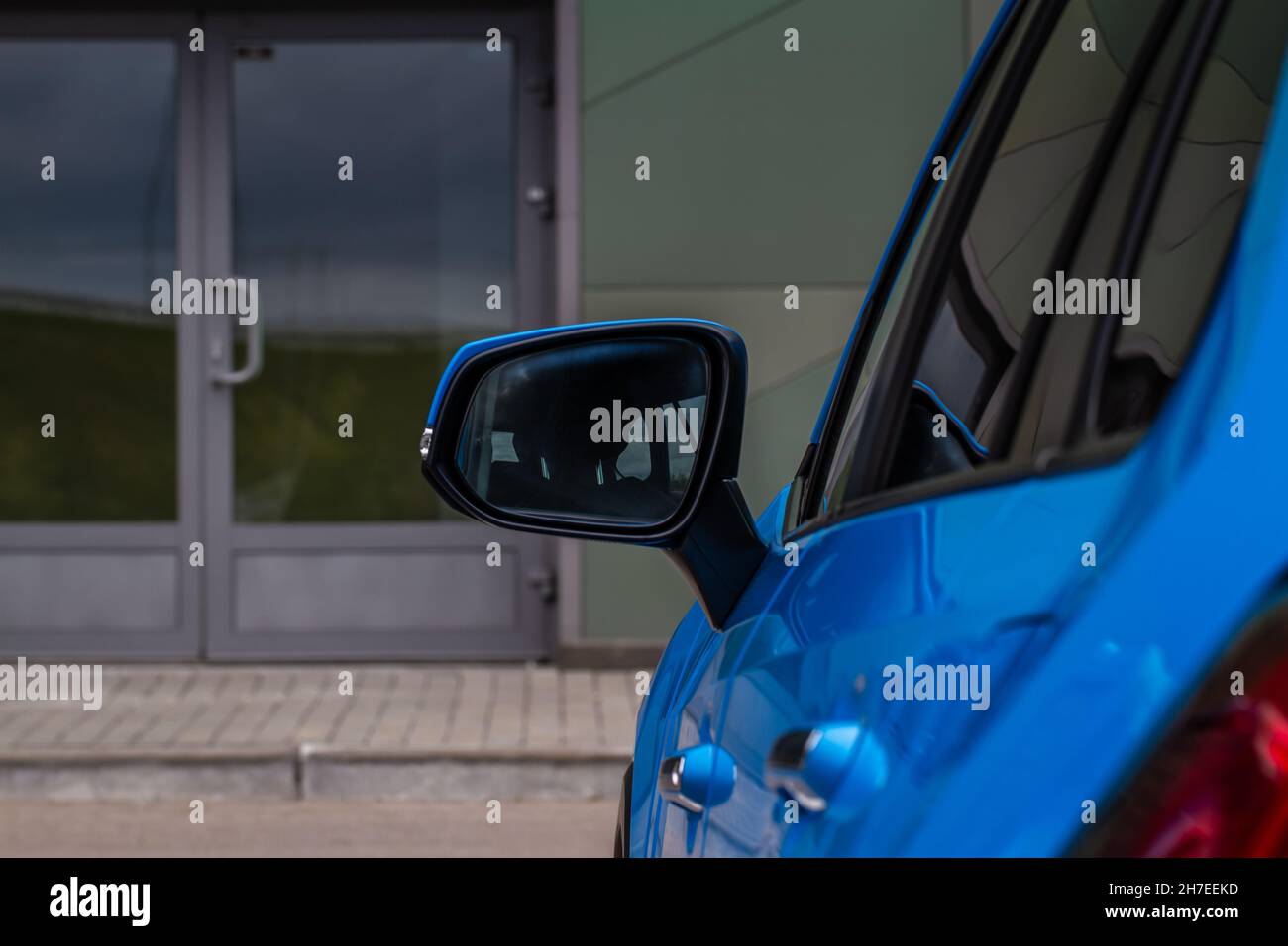 Rear view mirror of a modern car Stock Photo - Alamy