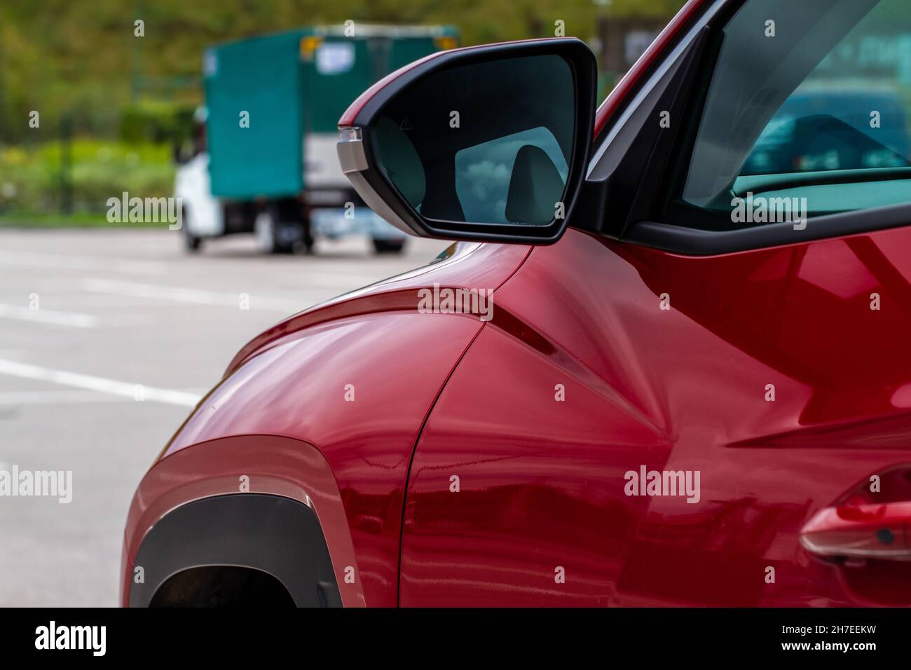 Rear view mirror of a modern car Stock Photo - Alamy