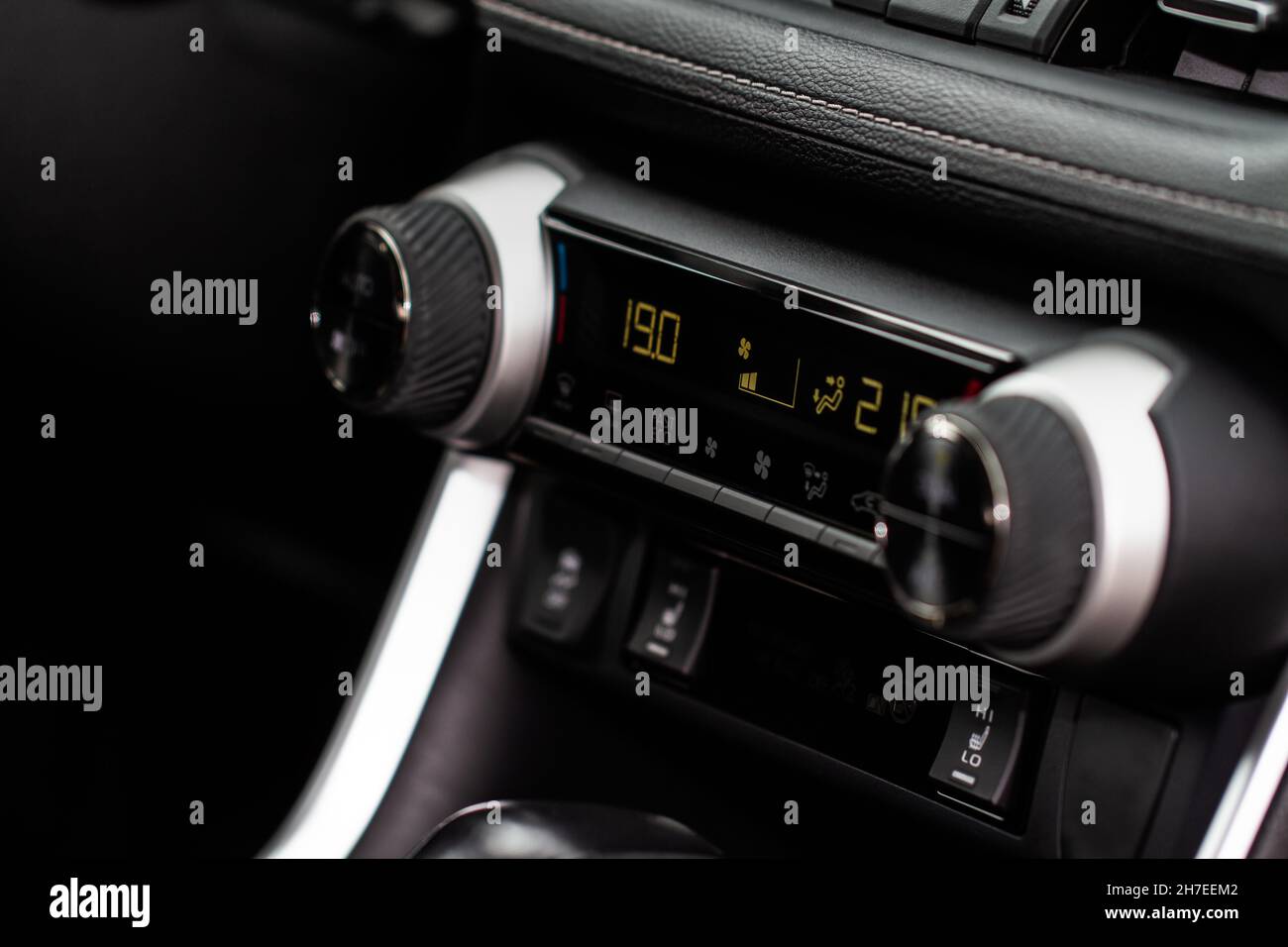 Digital control panel car air conditioner dashboard. Modern car ...