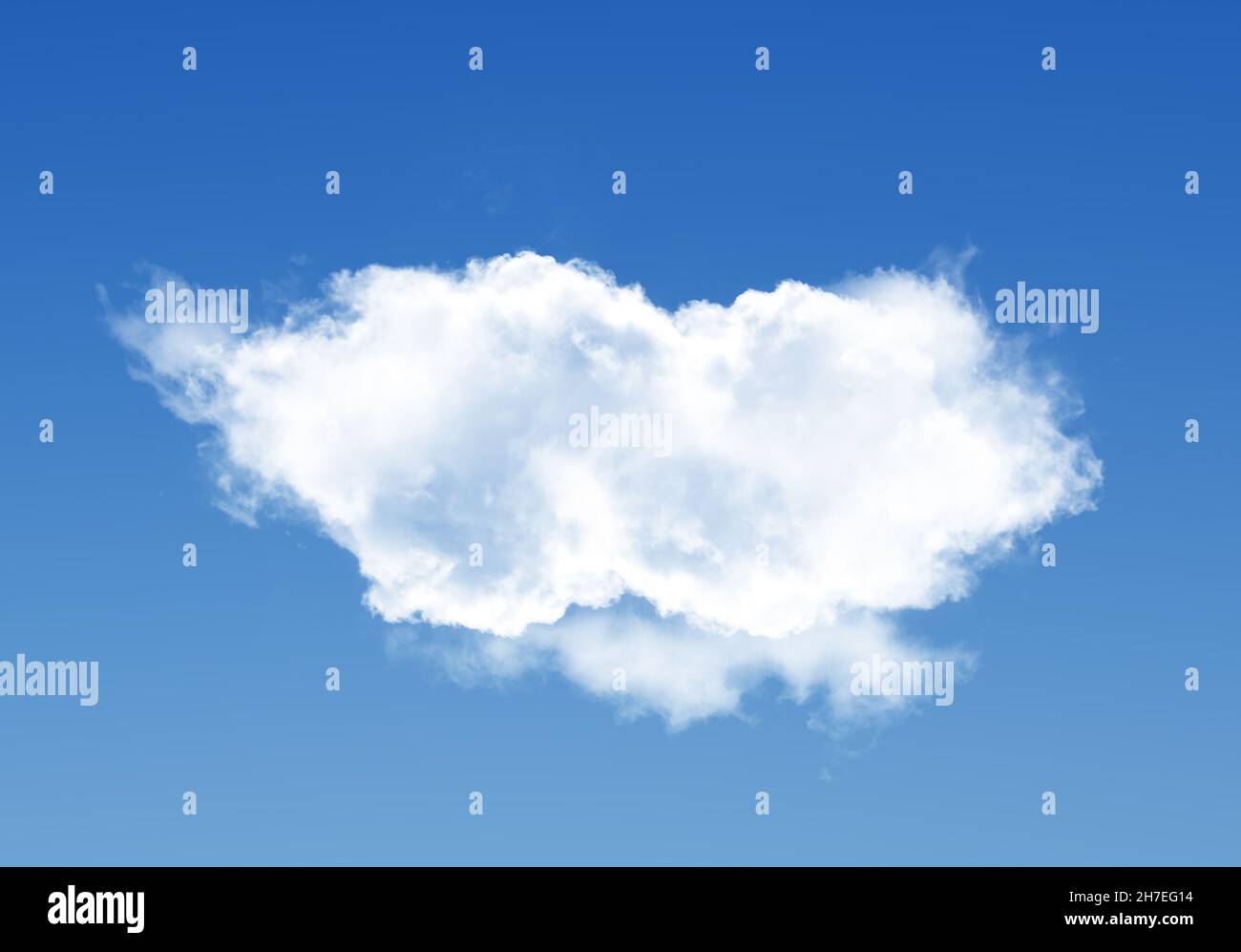 Single cloud isolated over deep blue gradient sky, realistic cloud 3D ...