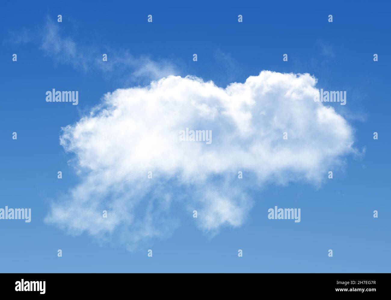 Single cloud isolated over blue sky background, realistic cloud 3D ...