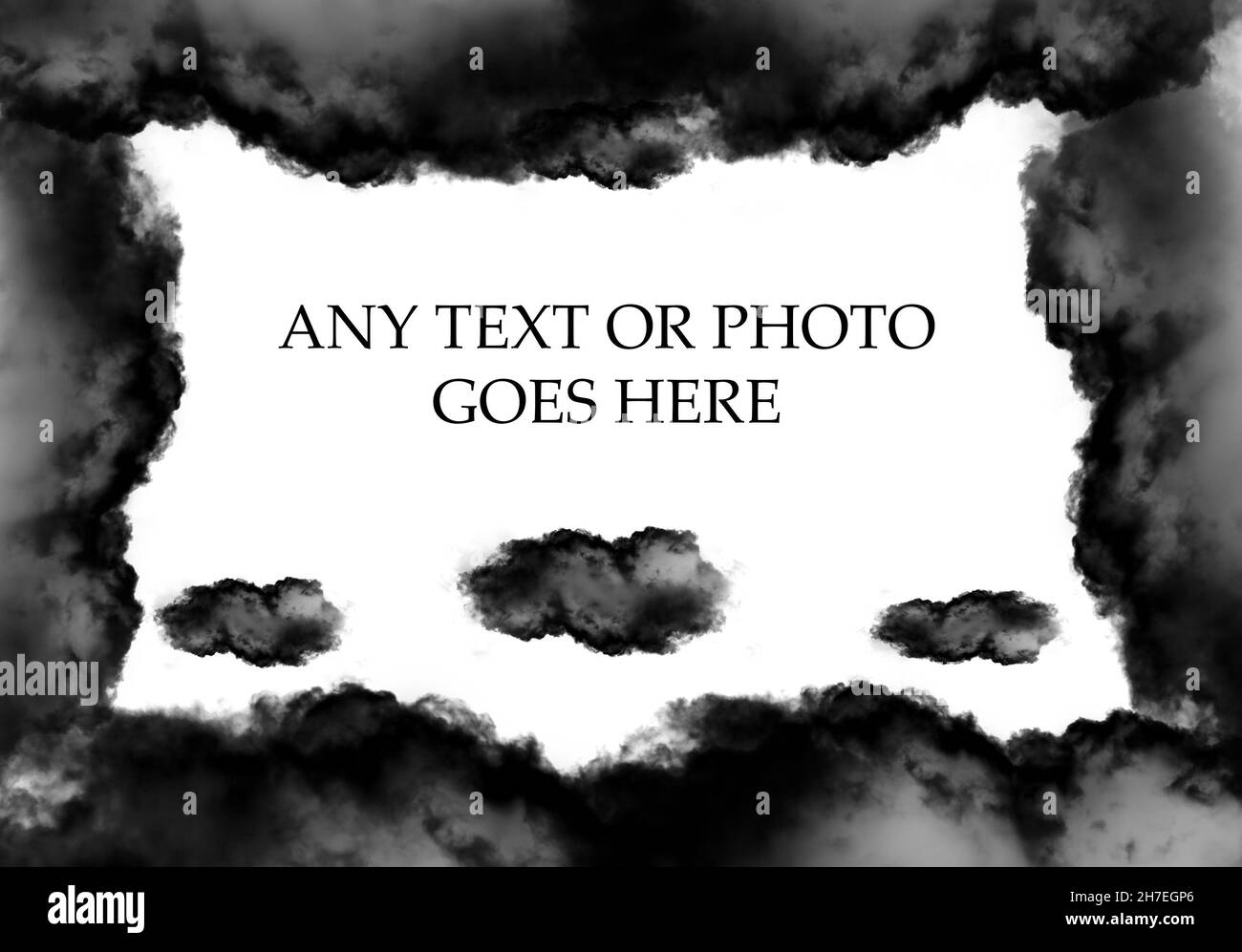 Black cloud shaped frame isolated over solid white background for ...