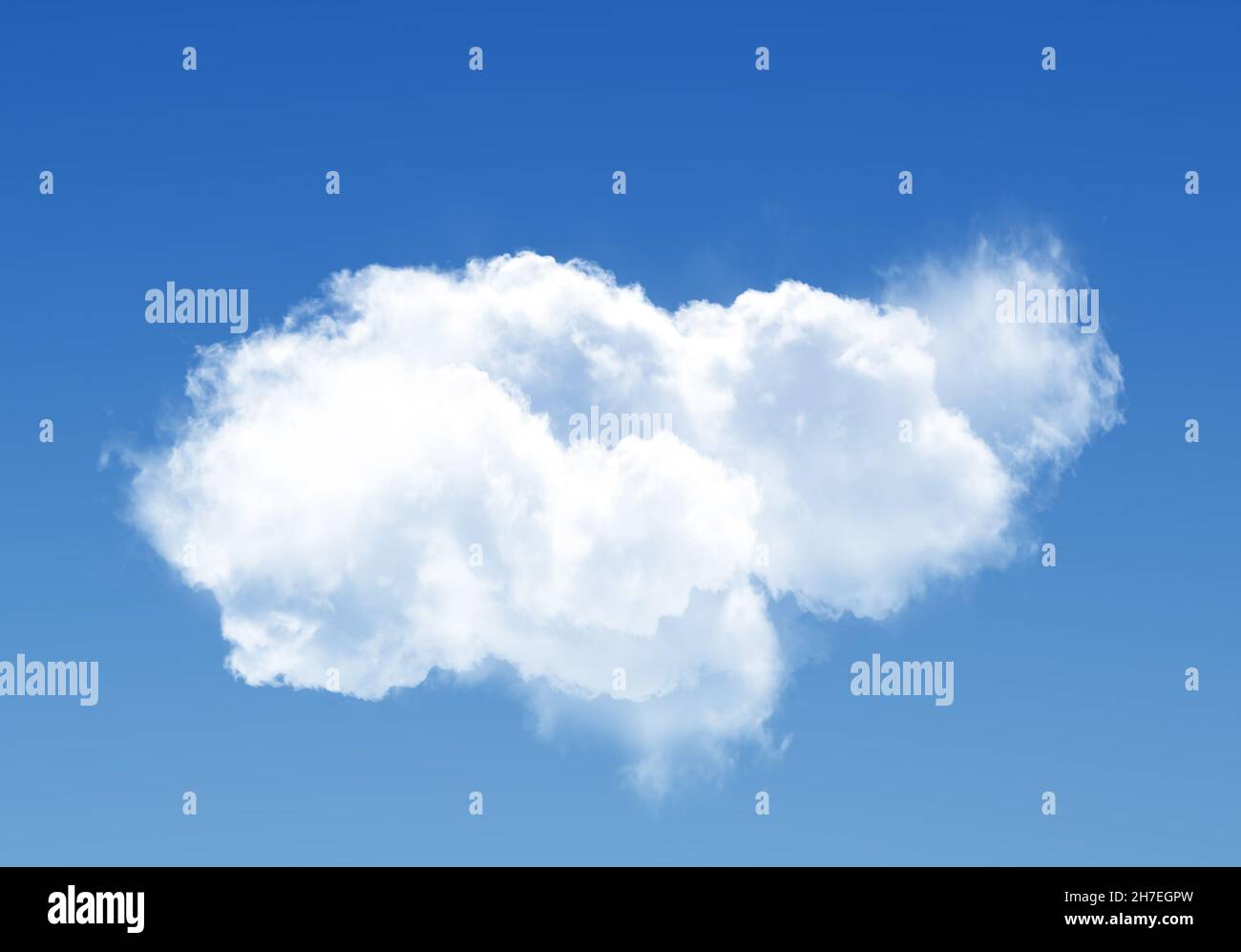 Single cloud isolated over deep blue gradient sky, realistic cloud 3D ...