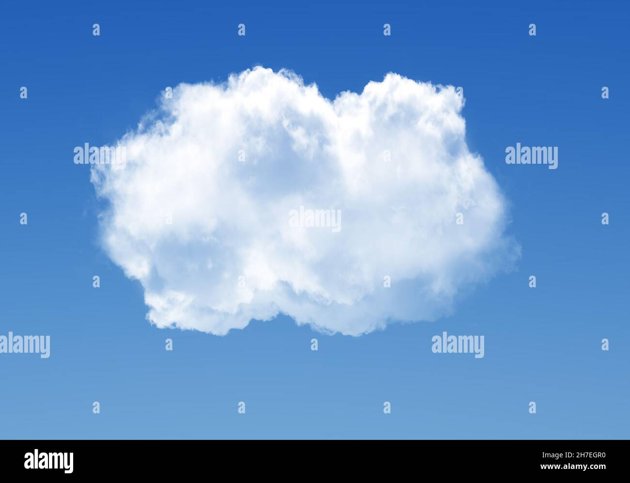 Single cloud isolated over deep blue gradient sky, realistic cloud 3D ...