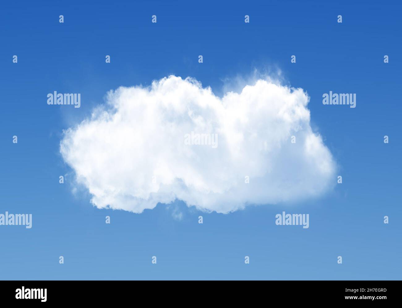 Single cloud isolated over deep blue gradient sky, realistic cloud 3D ...