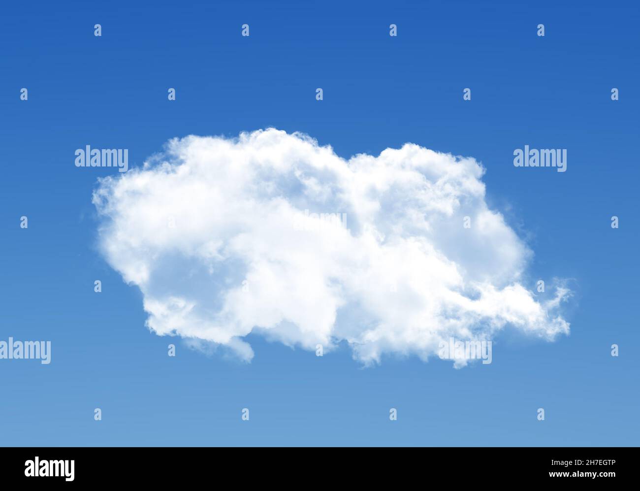 Single cloud isolated over deep blue gradient sky, realistic cloud 3D ...