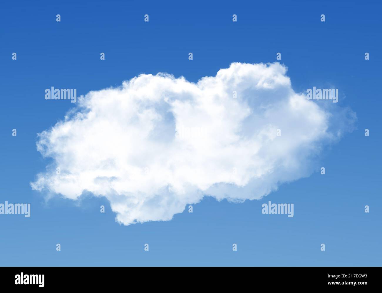 Single cloud isolated over deep blue gradient sky, realistic cloud 3D ...