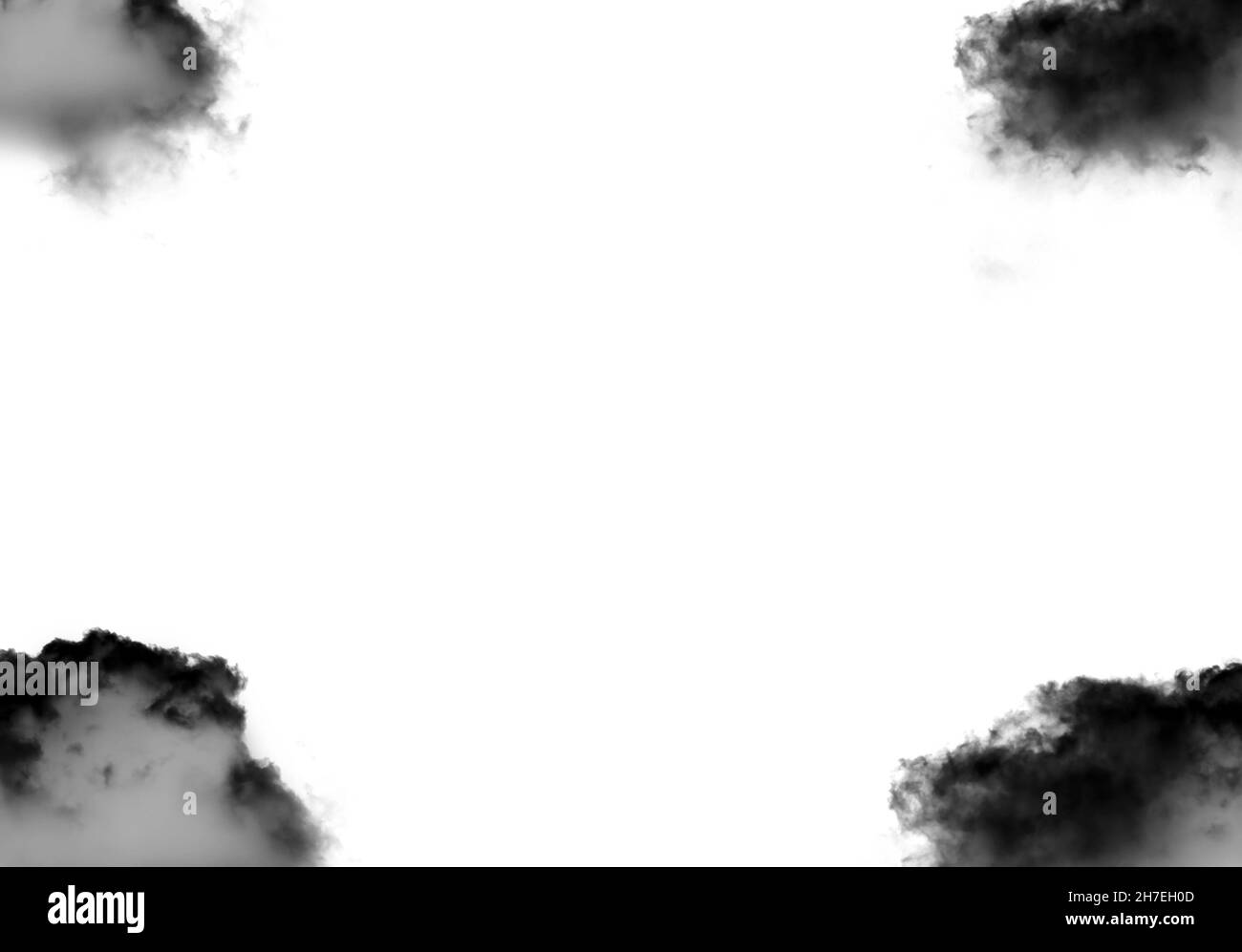 Black clouds frame template isolated over black background, realistic ...