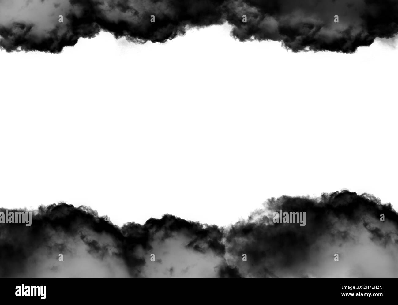 Black clouds frame template isolated over white background, realistic ...