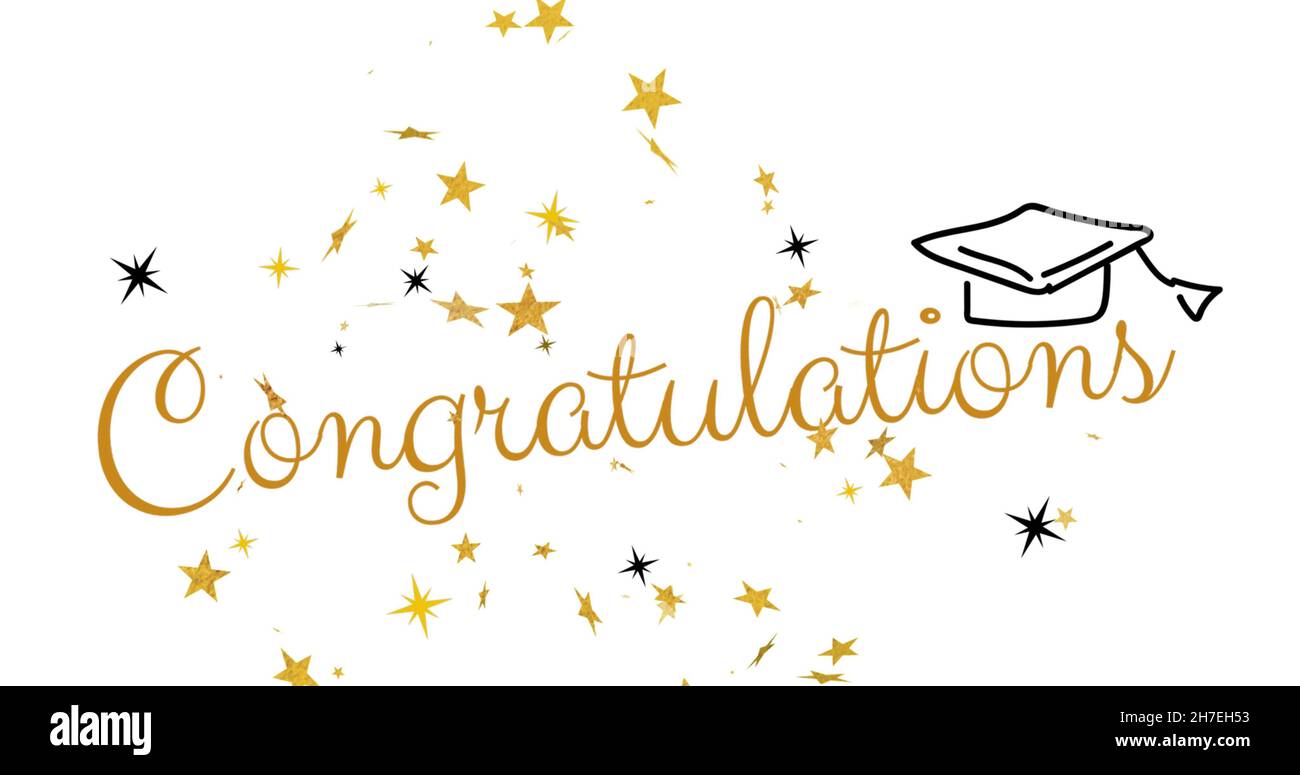 Image of congratulations text and stars on white background Stock Photo ...
