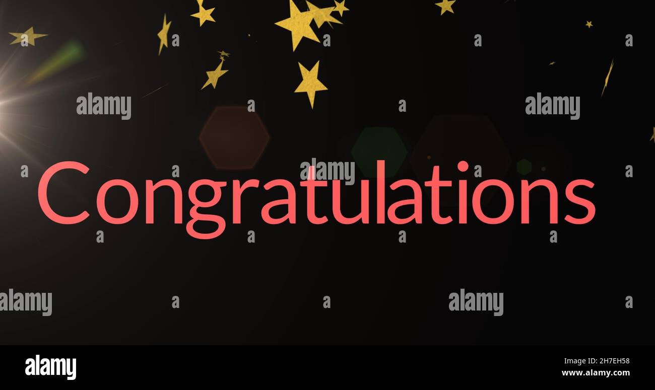 Image of congratulations text and stars on black background Stock Photo ...