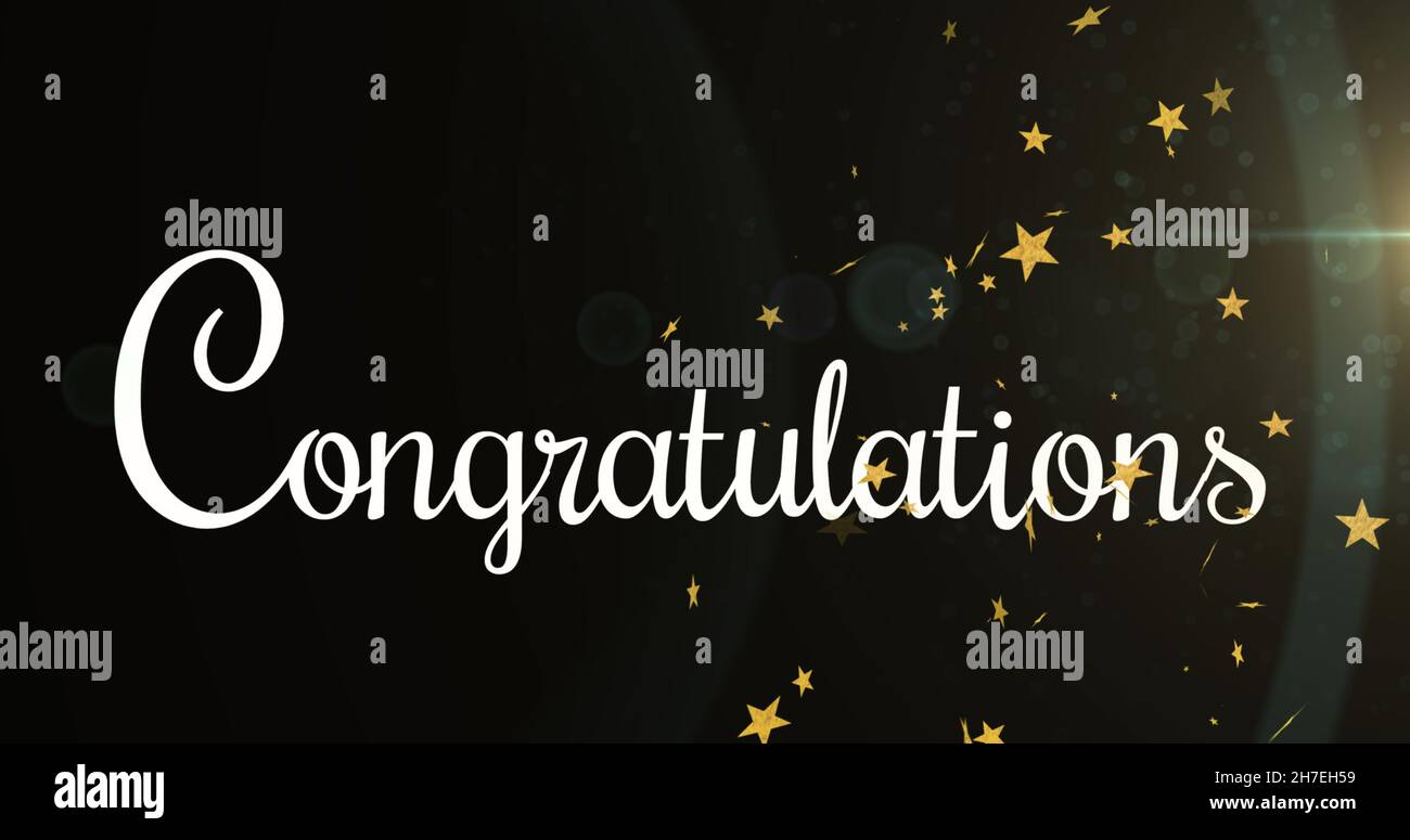 Image of congratulations text and stars on black background Stock Photo ...