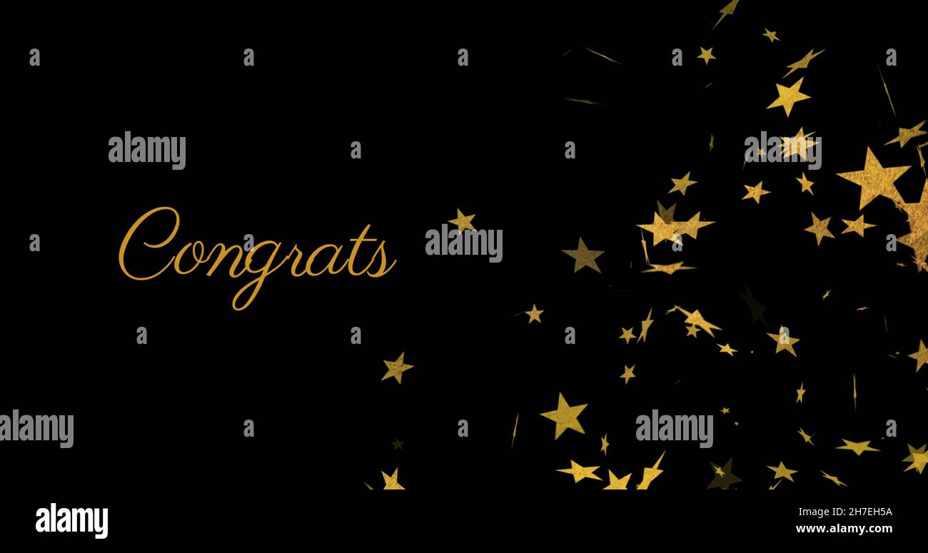 Image of congrats text and stars on black background Stock Photo - Alamy