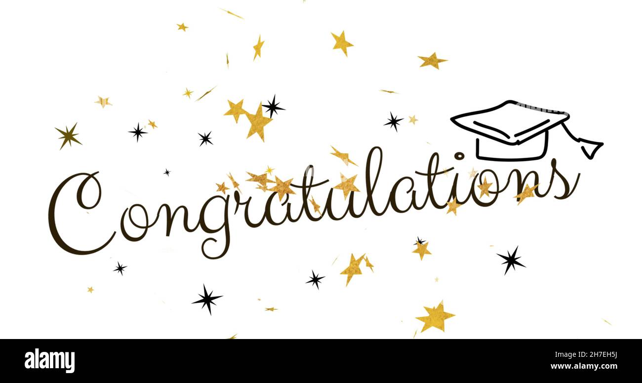 Image of congratulations text and stars on white background Stock Photo ...