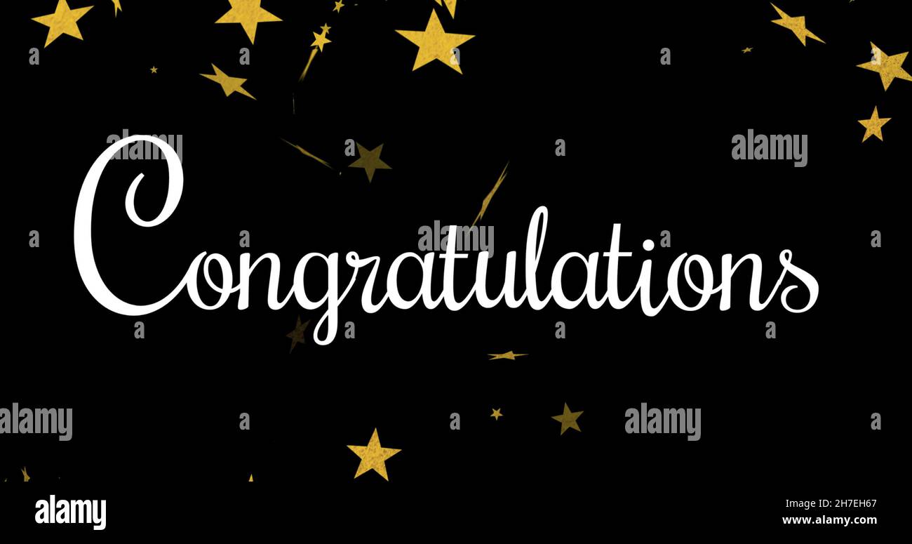 Image of congratulations text and stars on black background Stock Photo ...