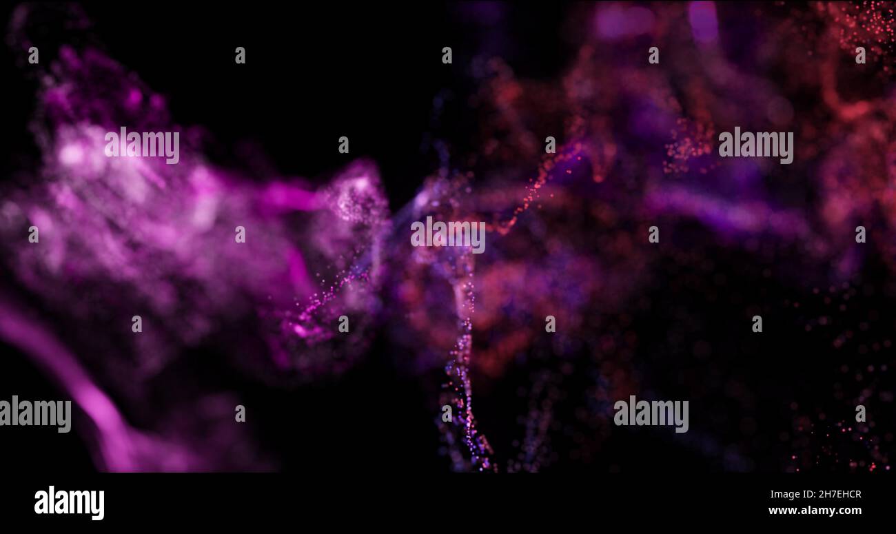 Image of pink and red particles moving on black background Stock Photo ...