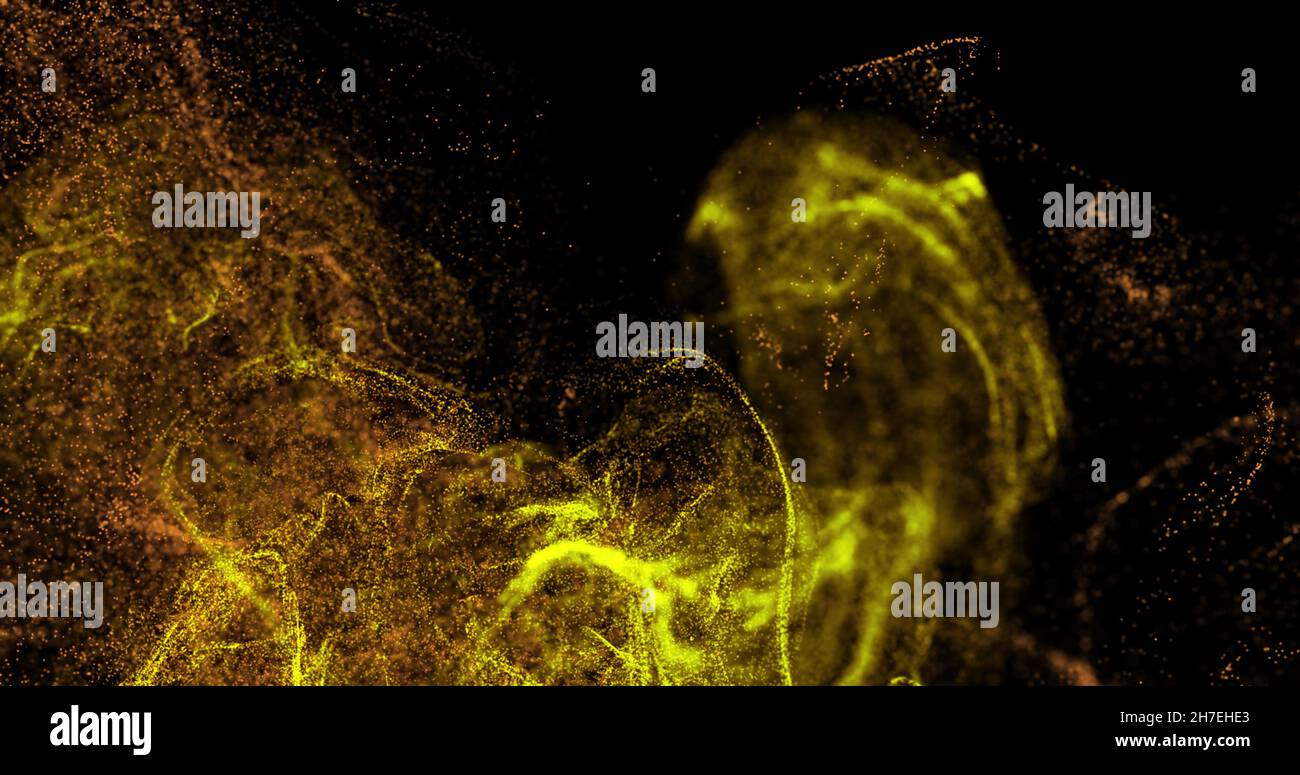 Image of orange and yellow particles moving over black background Stock ...