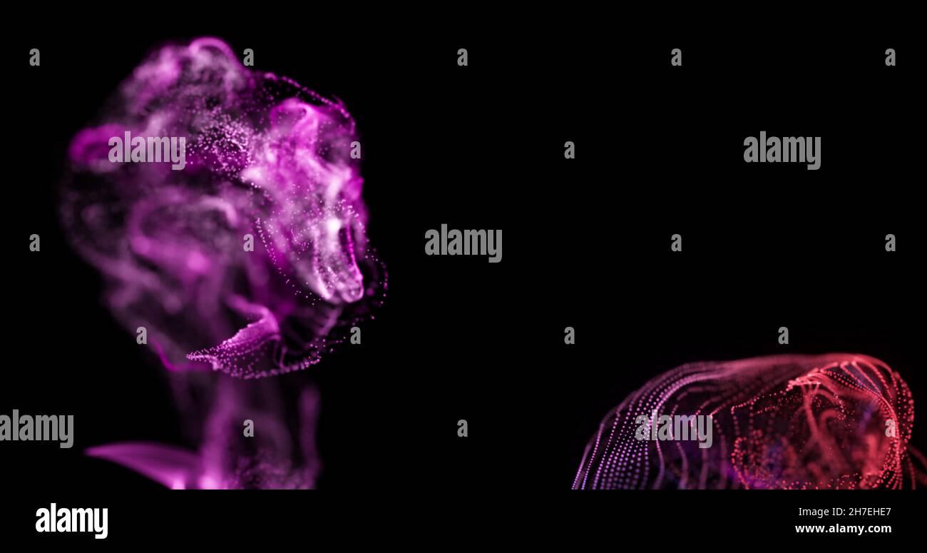 Image of pink and red particles moving on black background Stock Photo ...