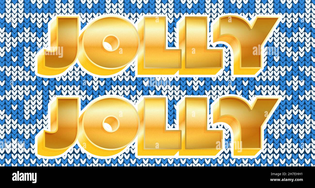 Image of jolly text in repetition at christmas on blue background Stock ...