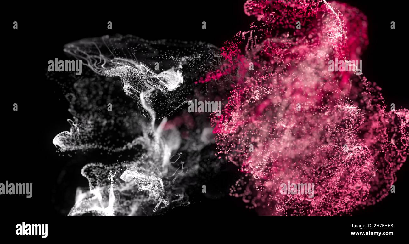 Image of red and white particles moving on black background Stock Photo ...