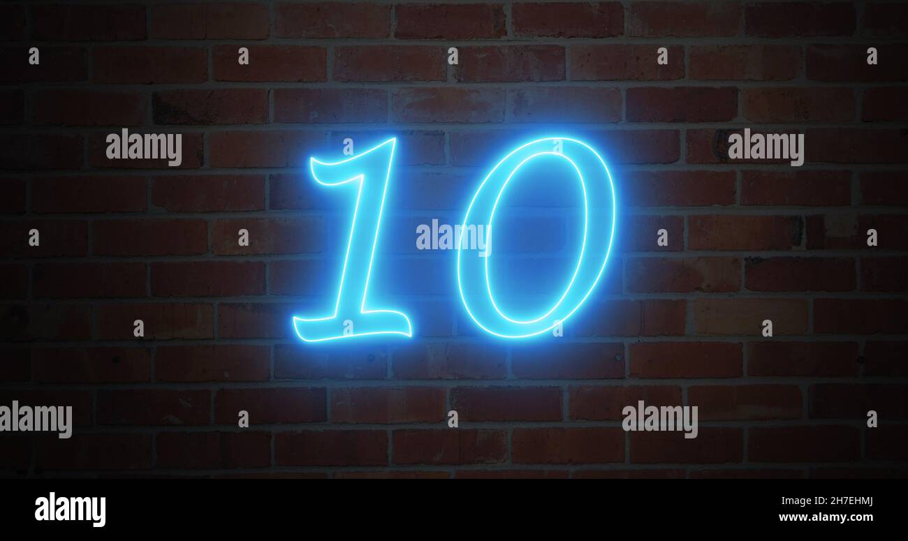 Image of neon countdown on brick background Stock Photo - Alamy