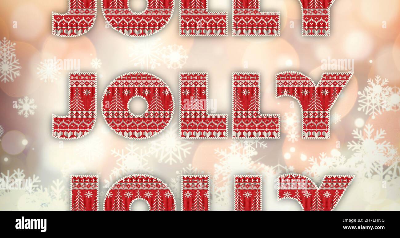 Image of jolly text in repetition at christmas on white background ...