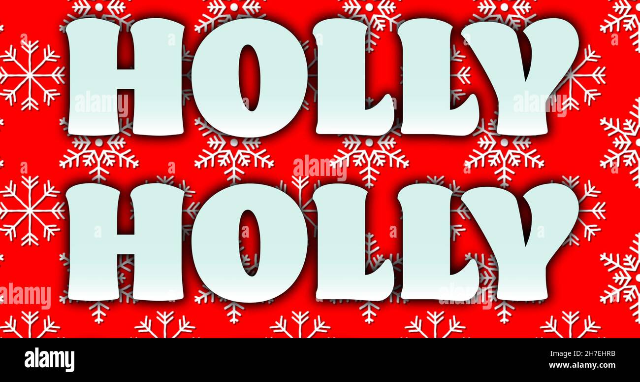 Image of holly text in repetition at christmas on red background Stock ...