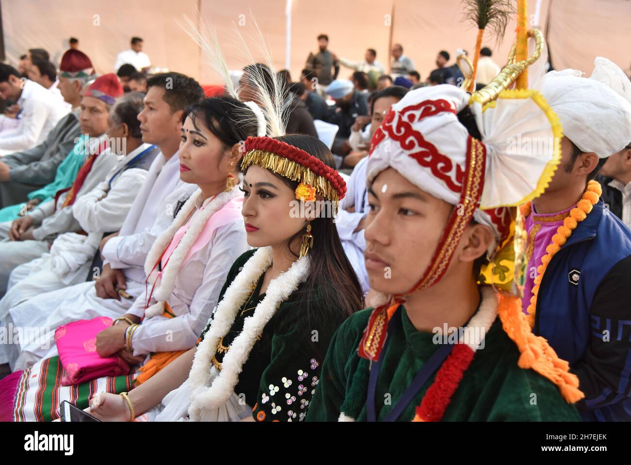 Tribal participants with their traditional dresses during the all India ...