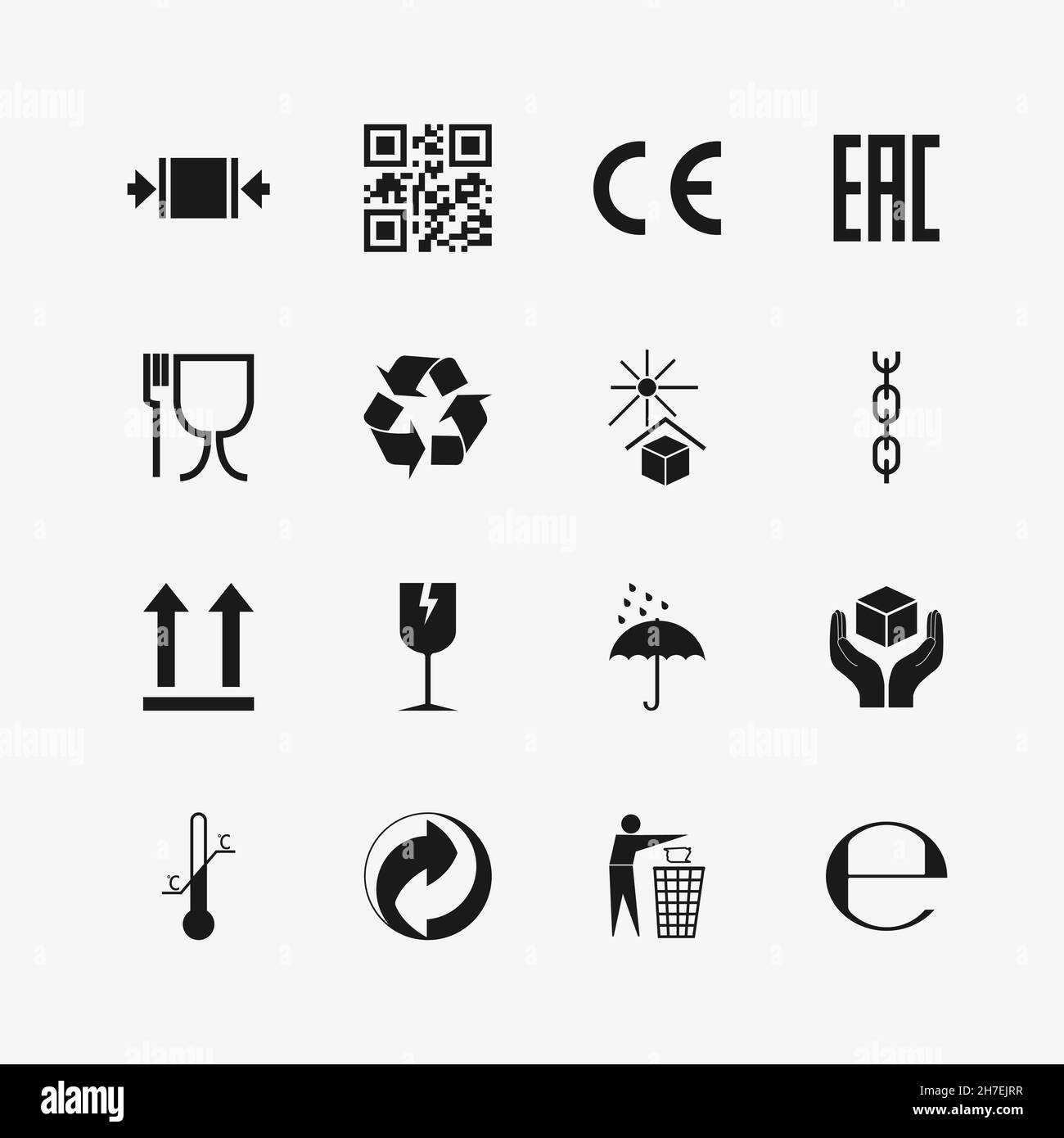 Vector illustration, flat design. Packaging icons, package signs set ...