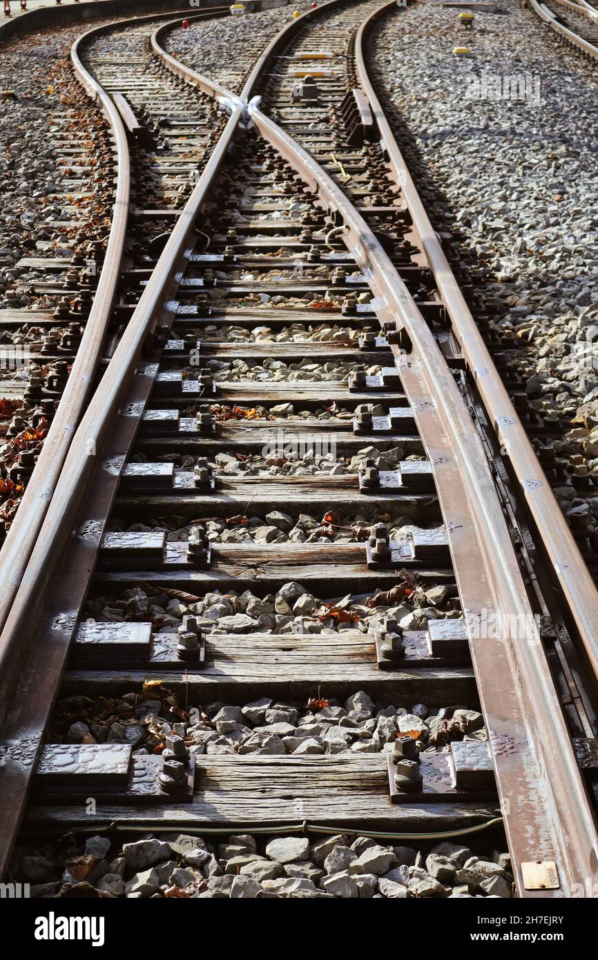 railroad with branch in Wiedlisbach, Switzerland Stock Photo - Alamy