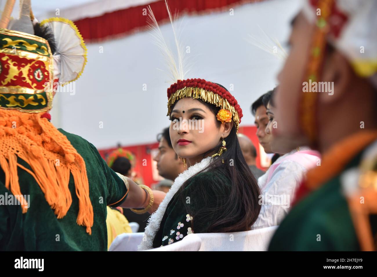 Tribal participants with their traditional dresses during the all India ...