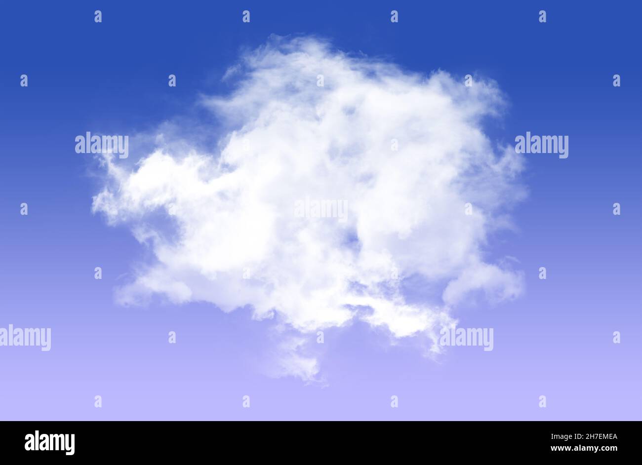 Single white cloud isolated over blue gradient background, realistic ...