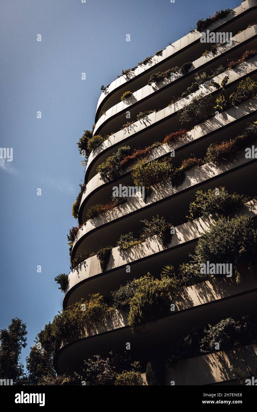 MONACO, FRANCE - Aug 07, 2021: A vertical shot of a modern building in ...