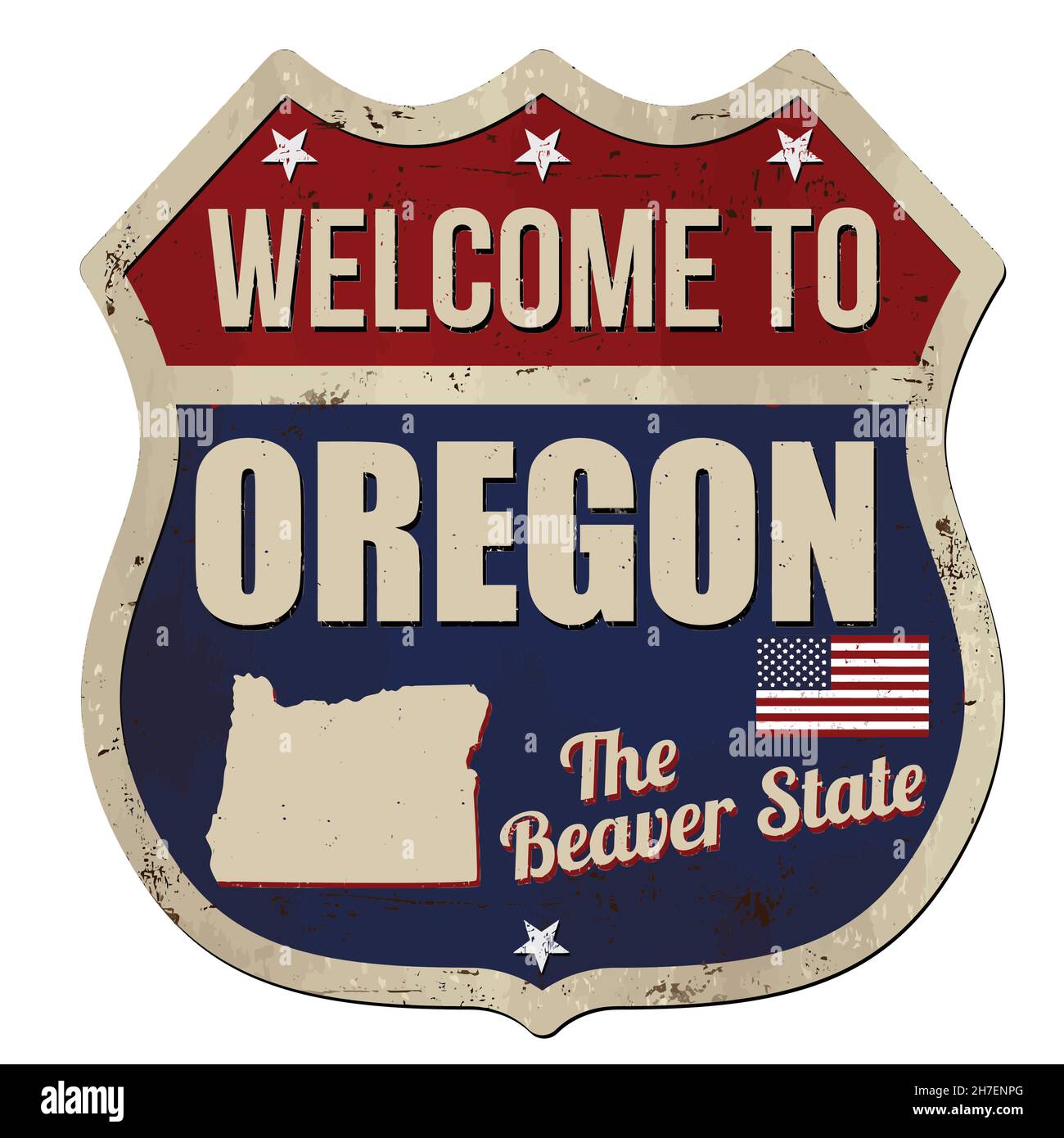 Welcome to Oregon vintage rusty metal sign on a white background ...