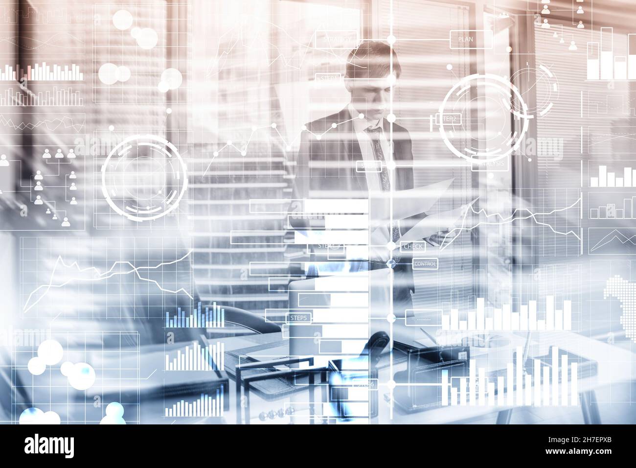 Business modern technology. BI Business intelligence concept on virtual ...