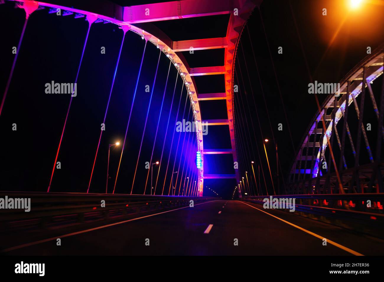 Crimea bridge over Kerch Strait at night Stock Photo - Alamy
