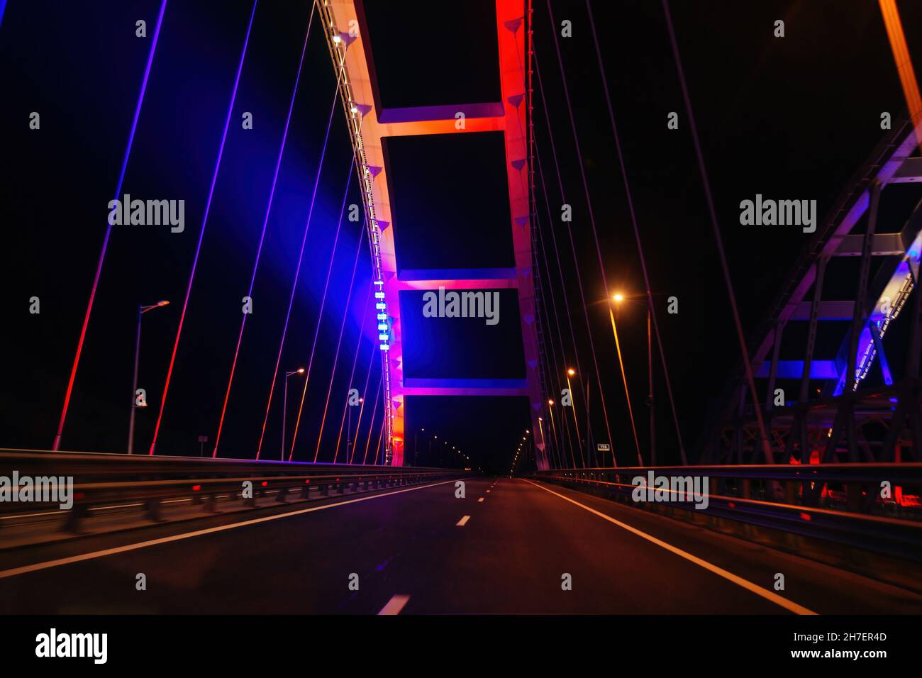 Crimea bridge over Kerch Strait at night Stock Photo - Alamy