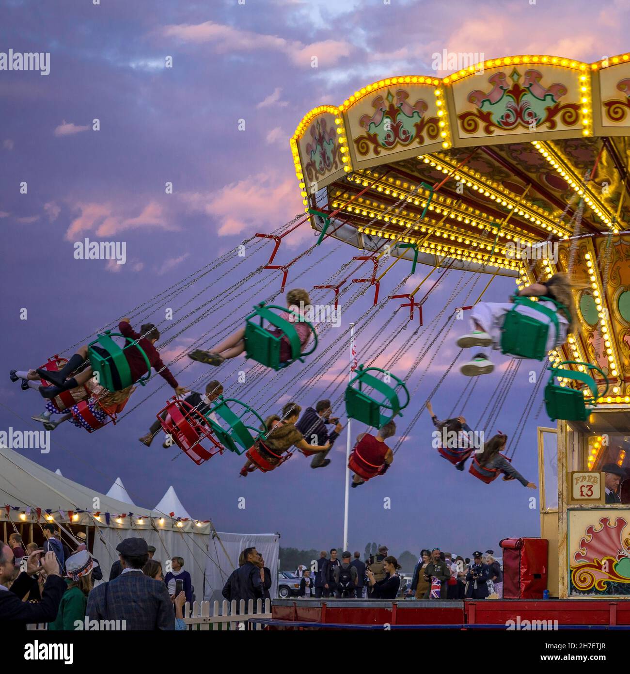 Flying Chairs Fairground Ride, Summer Funfair Stock Photo - Alamy