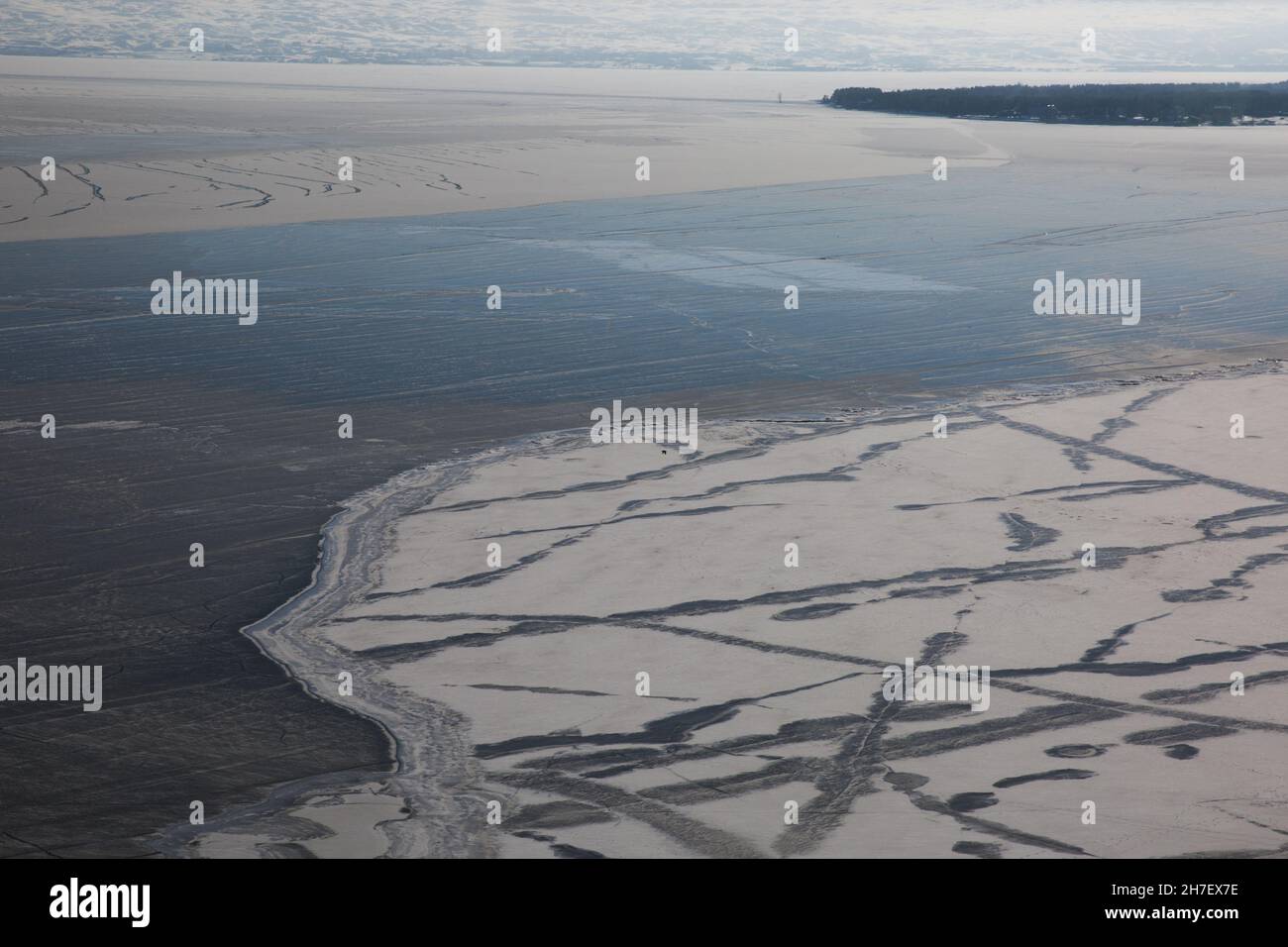 Aerial view of Lake Sevan covered with ice captured in winter Stock ...