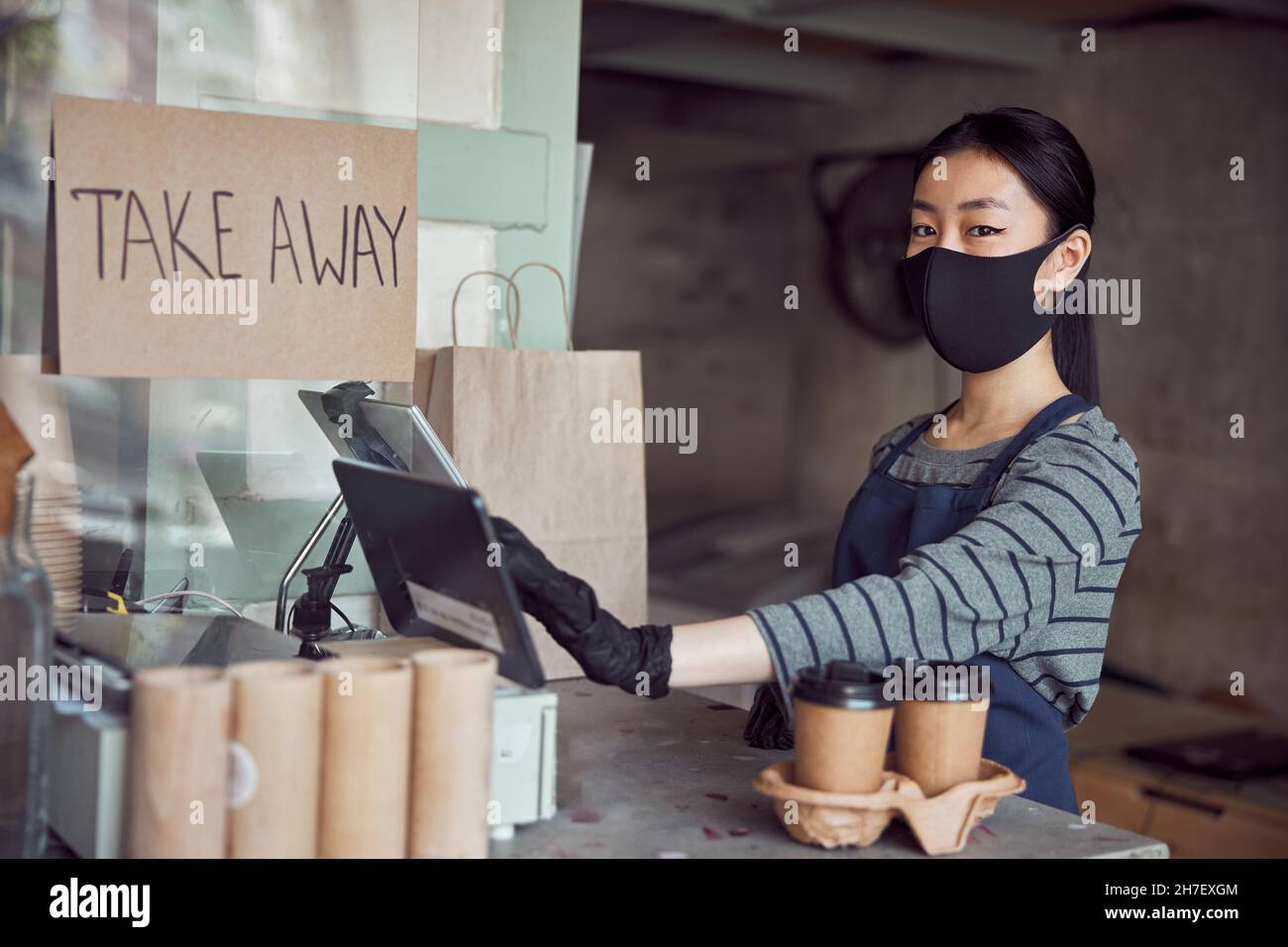 Woman cafe face barista hi-res stock photography and images - Alamy