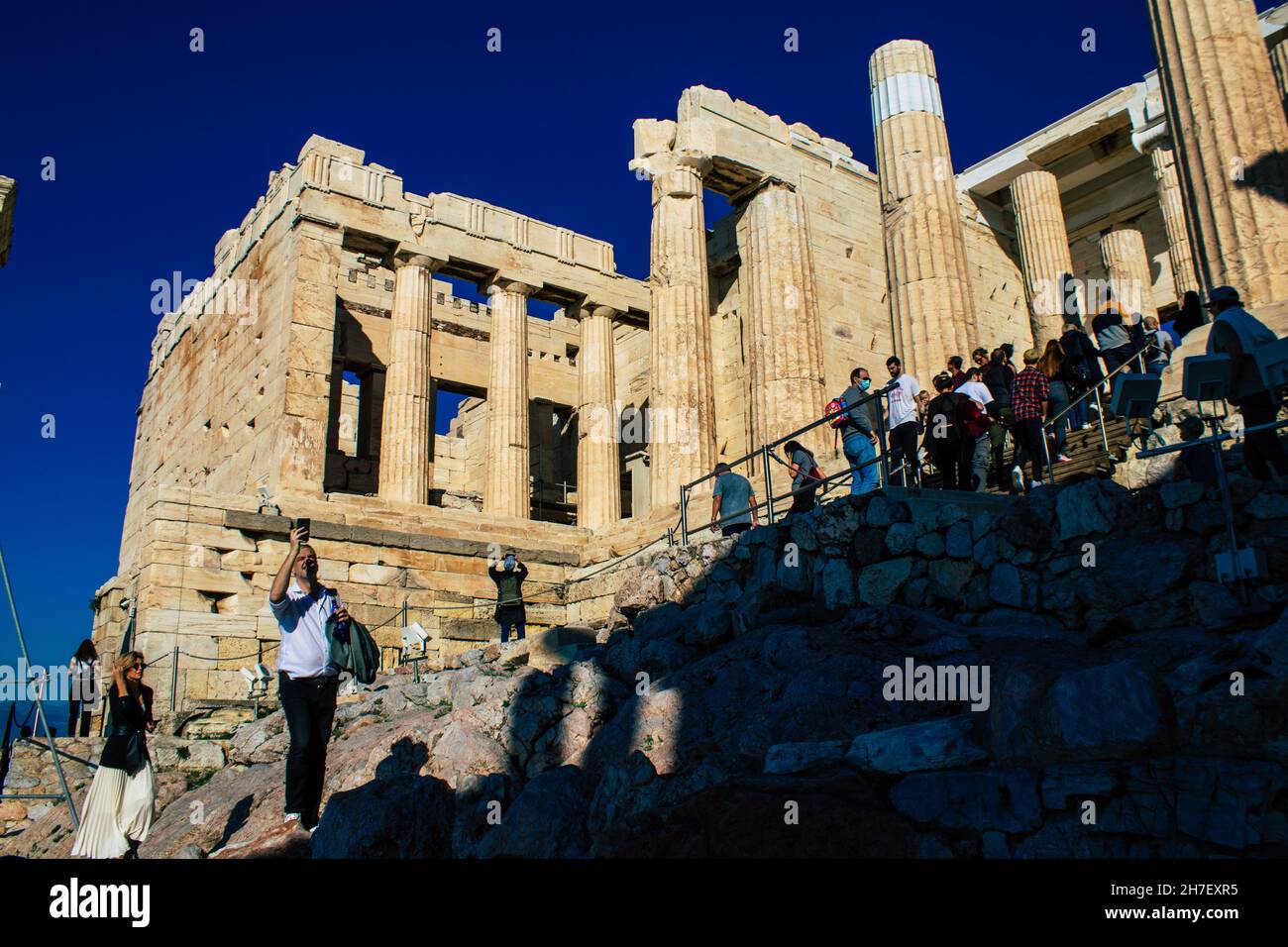 Athens, Greece - November 22, 2021 The Acropolis is an ancient citadel ...