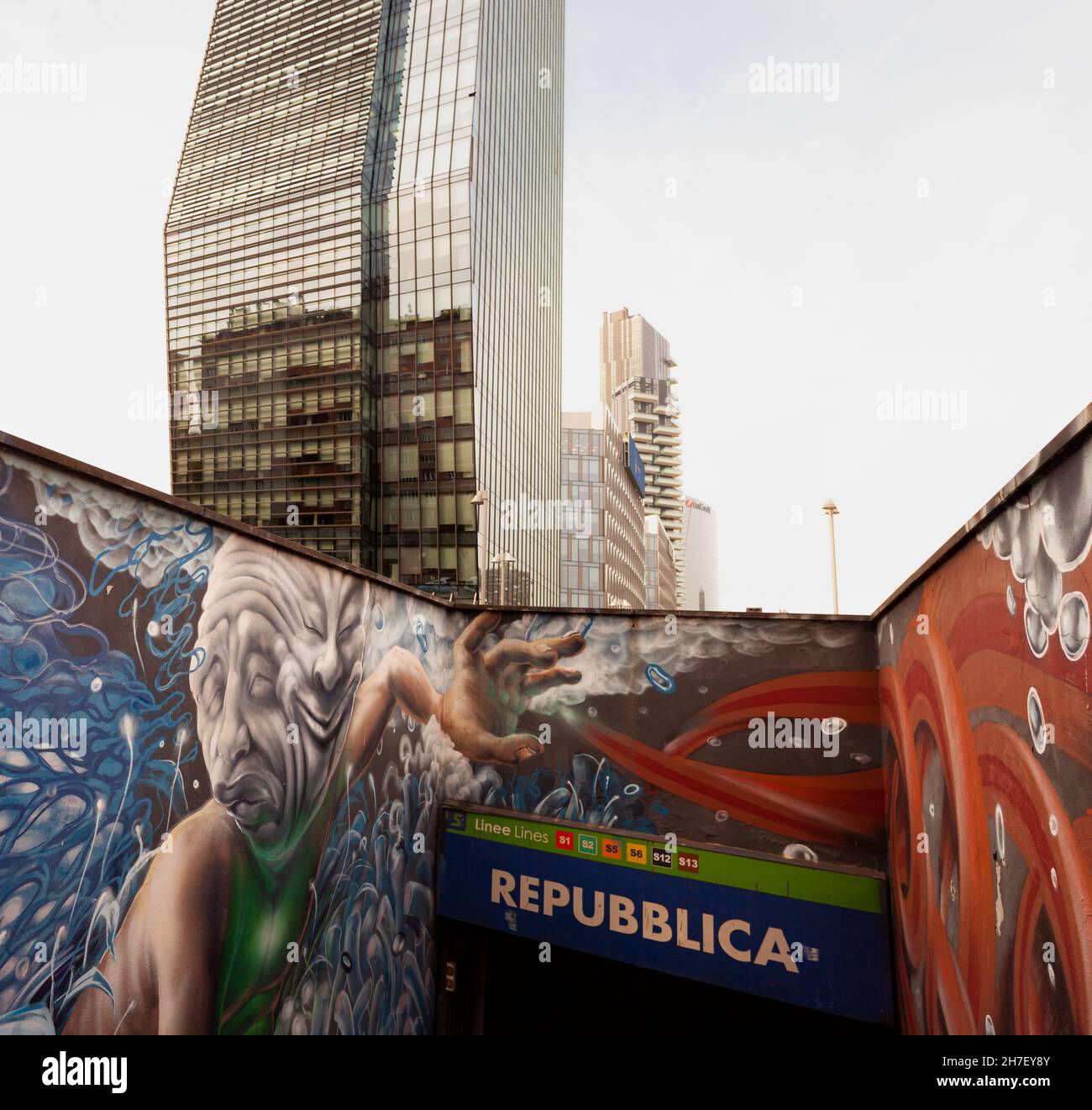 Milan, Italy - November, 16: View of the Repubblica railway station and ...