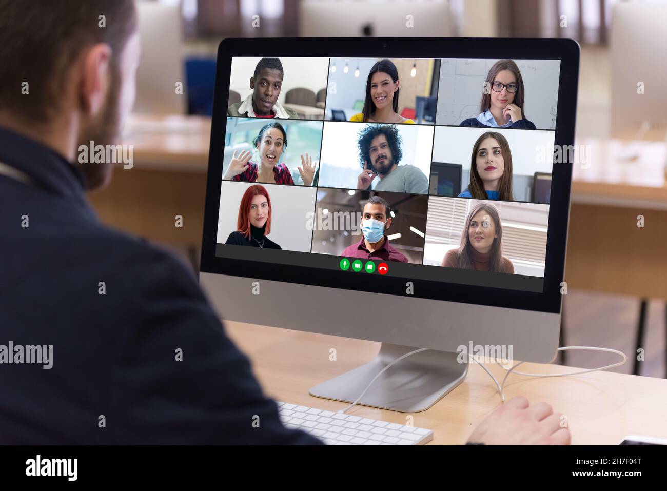 Multiethnic college students distance learning virtual remote class ...