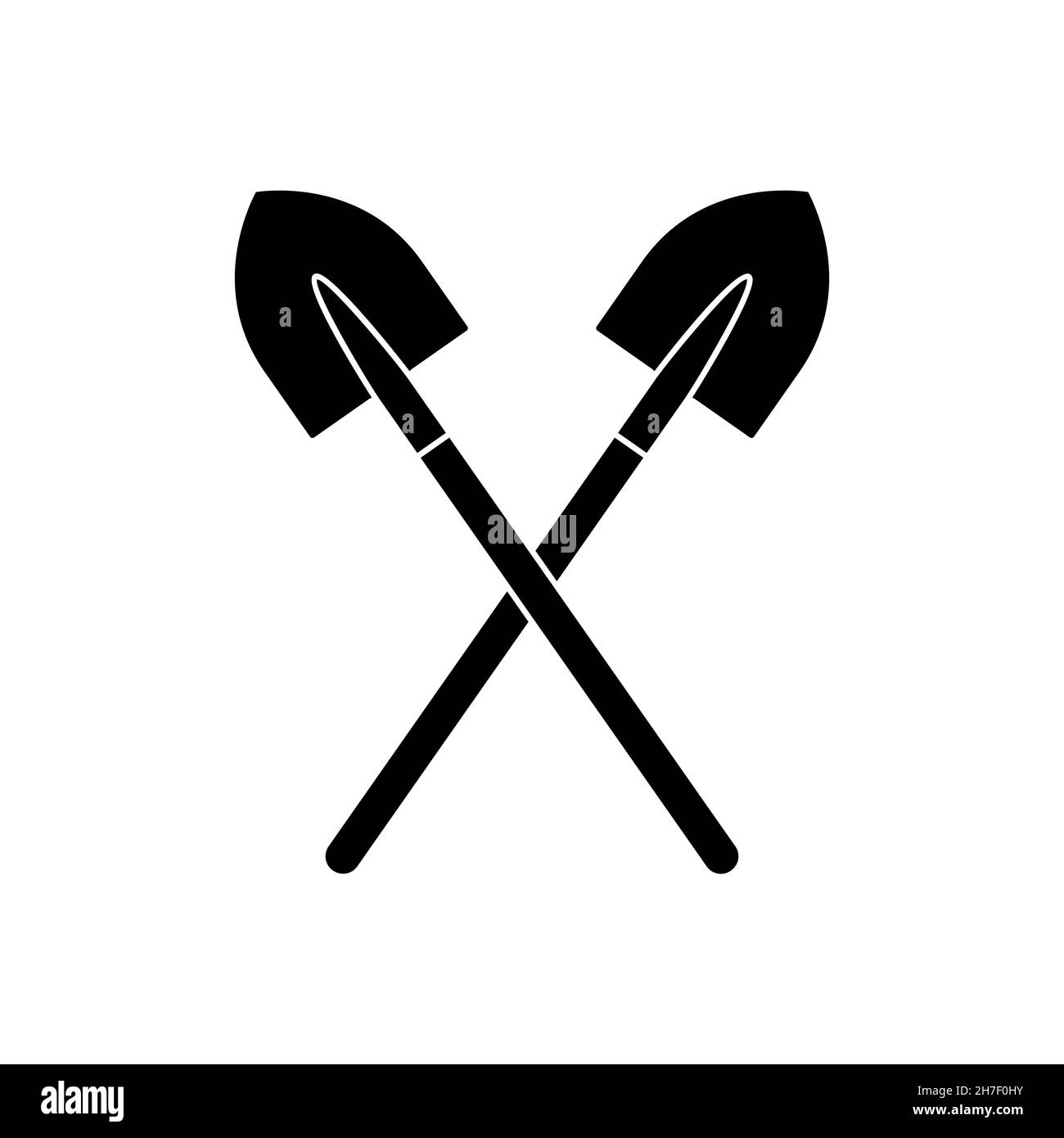 Shovel icon. Shovel for digging and construction. Black crossed shovel ...